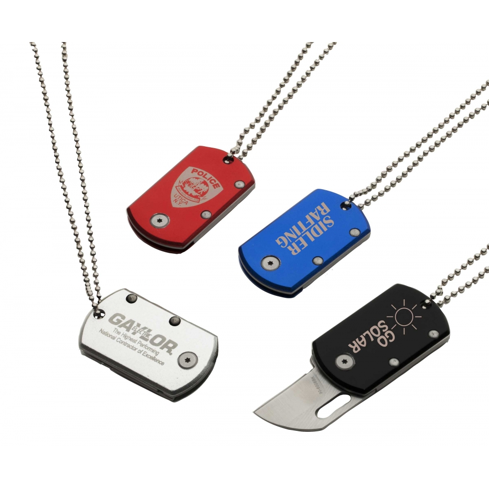 Dog Tag Knife 95-6008 With Your Corporate Logo Laser Engraved